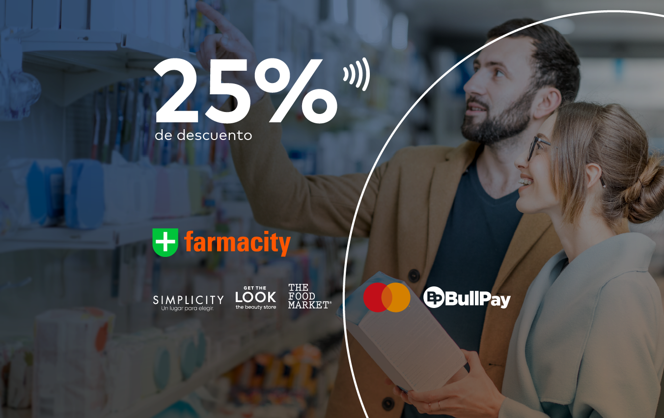 25% OFF en Farmacity, Get The Look, Simplicity y The Food Market - BullPay